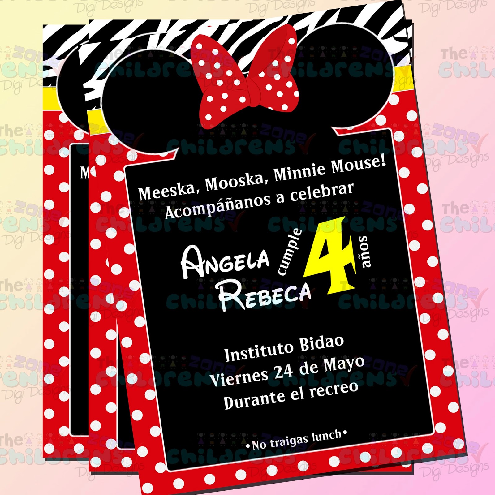 The Childrens Zone Digi Designs: Invitaciones Minnie Mouse