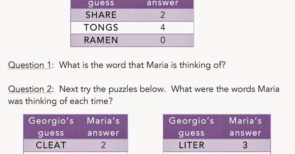 1001 Math Problems: Guess My Word Puzzles