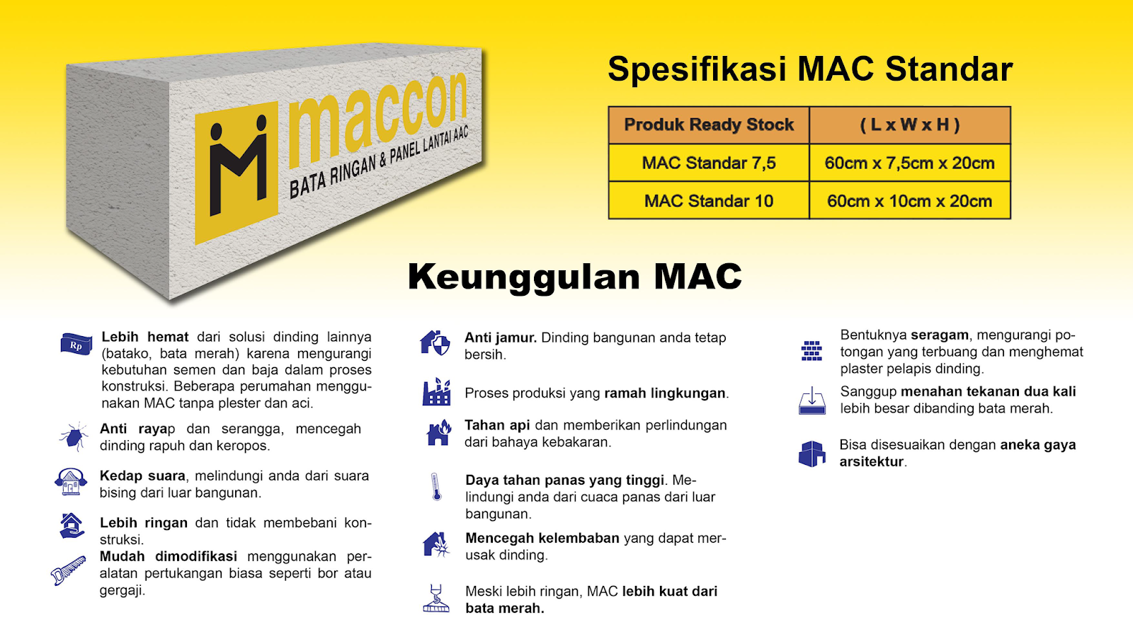 SPESIFIKASI DAN KEUNGGULAN ~ Bata Ringan Maccon