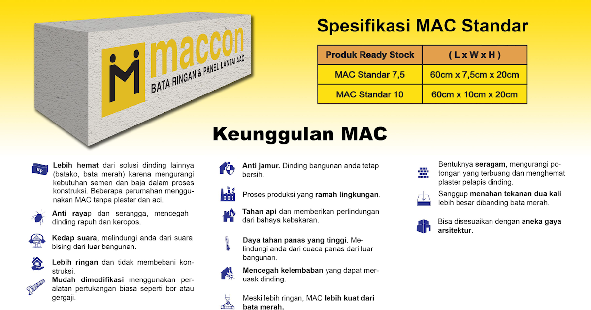 SPESIFIKASI DAN KEUNGGULAN ~ Bata Ringan Maccon