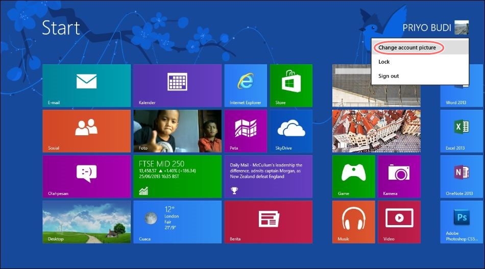 MENGGANTI FOTO PROFIL PADA WINDOWS 8