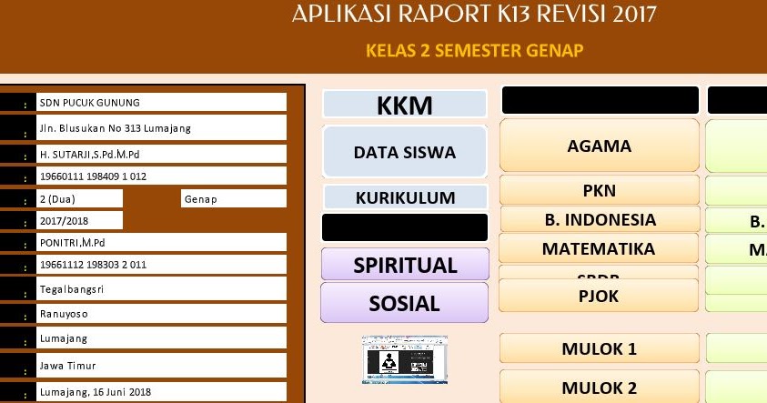 Aplikasi Penilaian Raport K13 Kelas 2 Semester 2 - SDN SOBANG 1