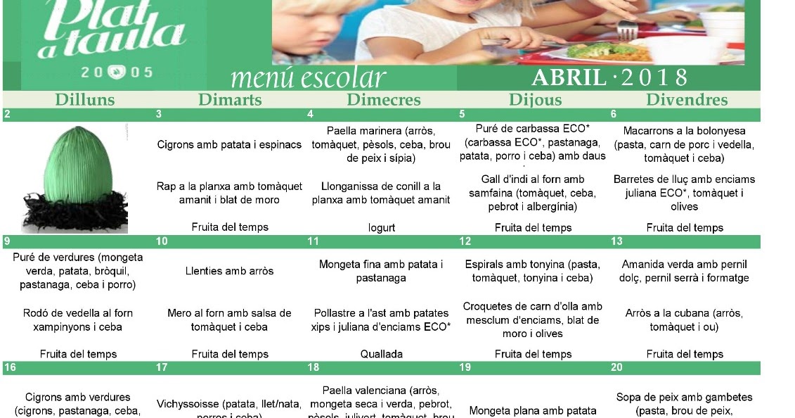 Ampa Escola Consol Ferré: MENÚS 3r TRIMESTRE. CURS 2017-2018