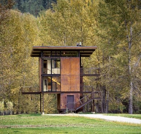 Coolest Cabins: Modern Industrial woodland cabin
