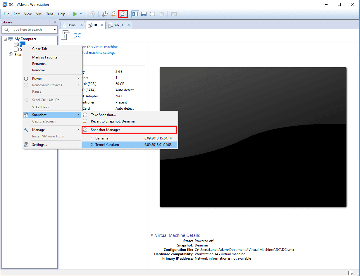 Vmware ile Snapshot (Checkpoint) - Mustafa Sabri OĞUZ