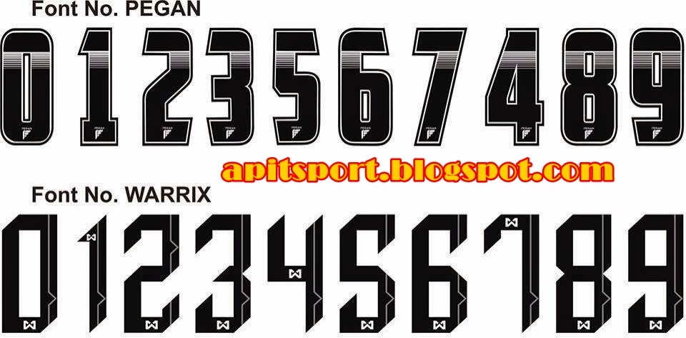WORLD OF JERSEY: FONT TYPE (EUREKA , WARRIX , PEGAN .....)