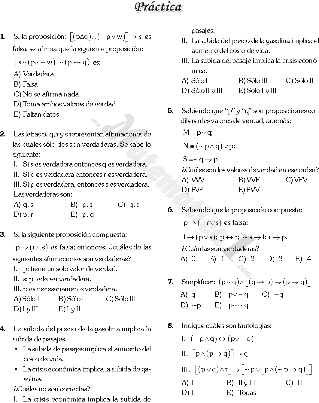 LOGICA PROPOSICIONAL EJERCICIOS RESUELTOS PDF