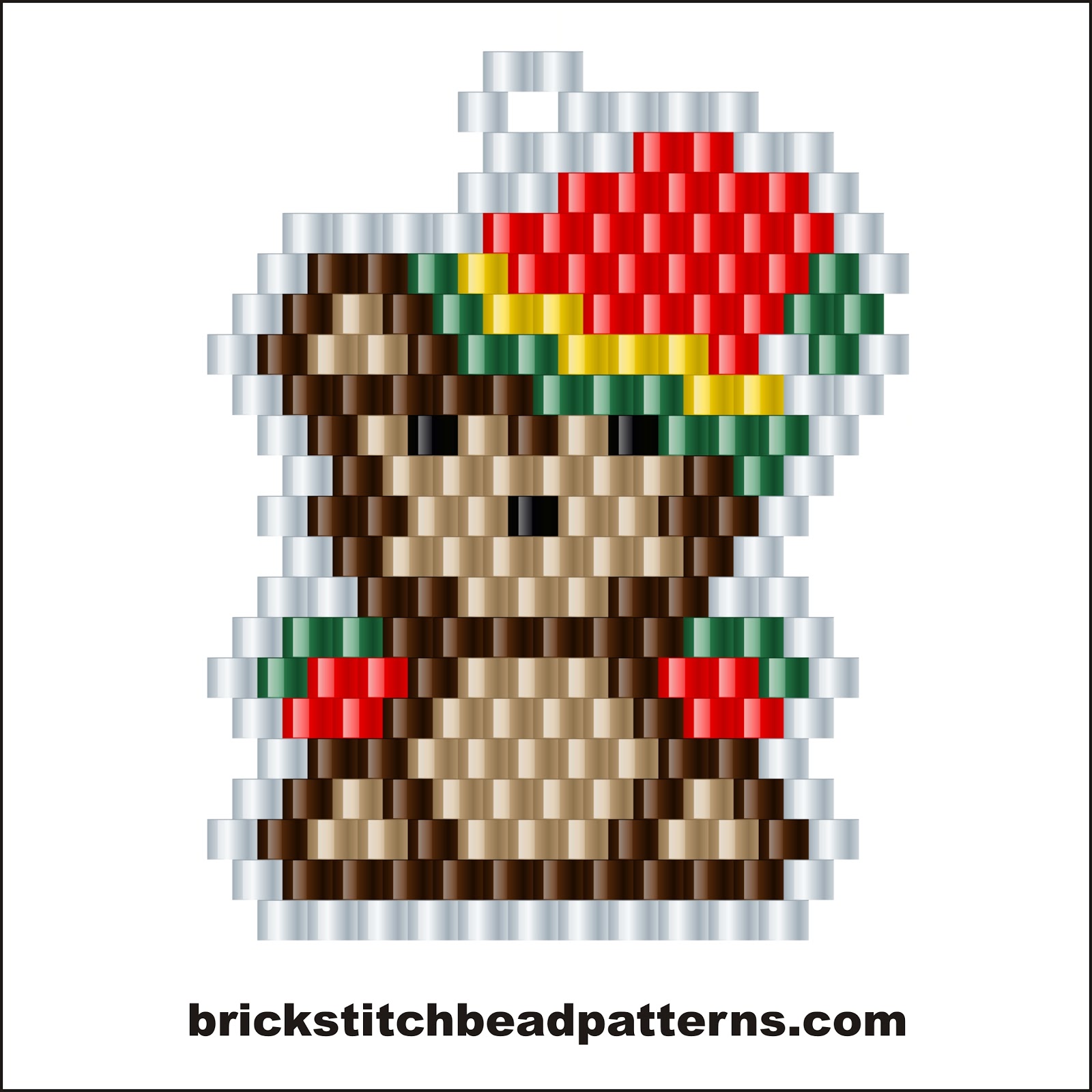 Brick Stitch Bead Patterns Journal: Cute Christmas Teddy Bear Free ...