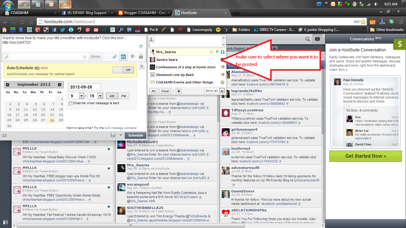 Three plus me : How to use HOOTSUITE for scheduling posts.