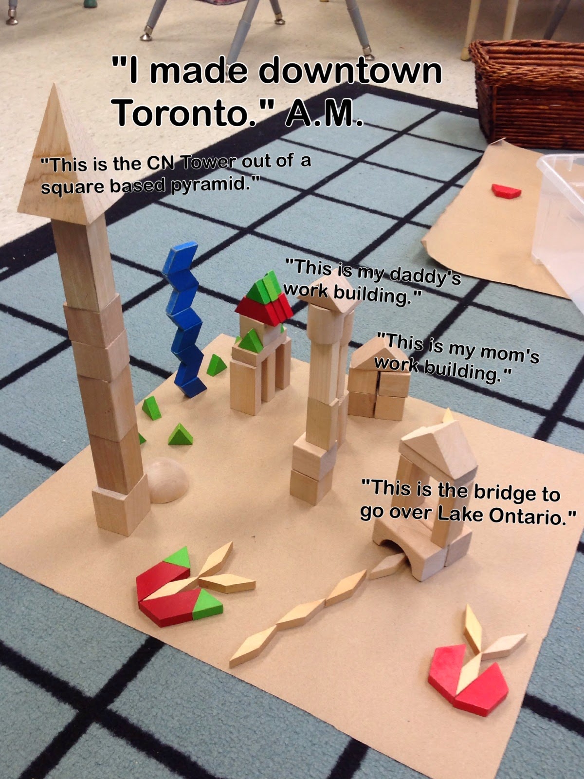 Wonders in Kindergarten: Building structures with 3 dimensional figures!