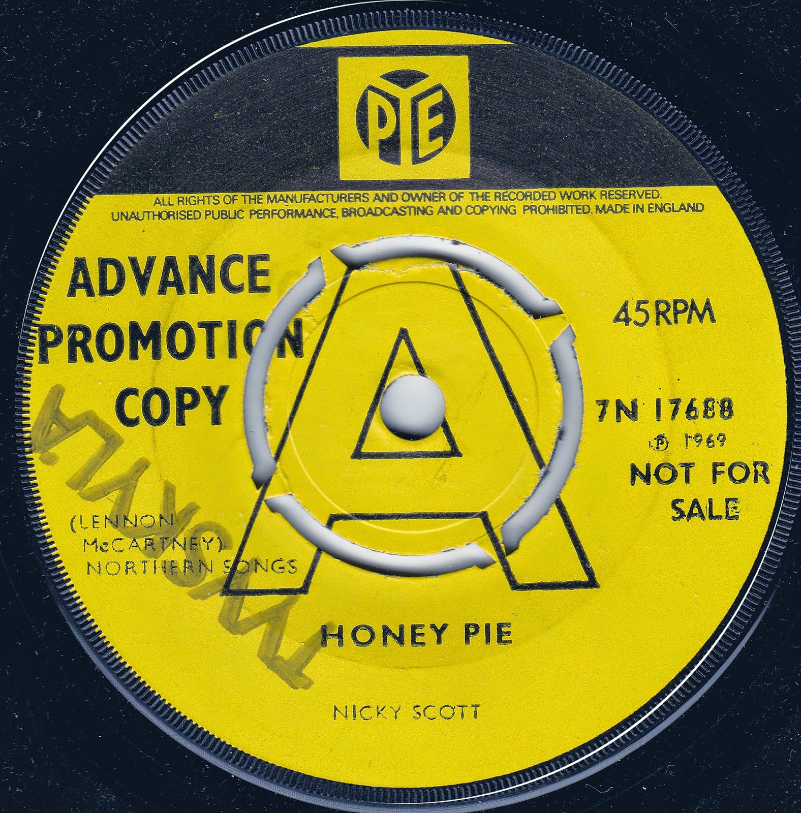 Left and to the Back: Nicky Scott - Honey Pie/ No More Tomorrows