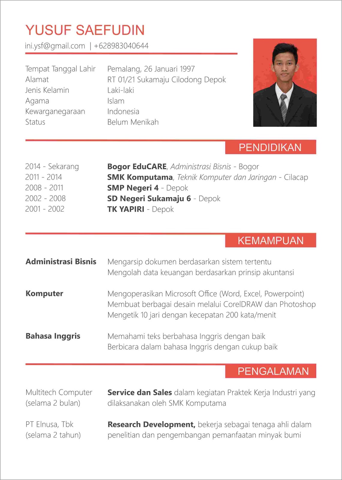 Contoh Cv Fresh Graduate Cv Nabila contoh-cv-fresh-graduate-cv-nabila