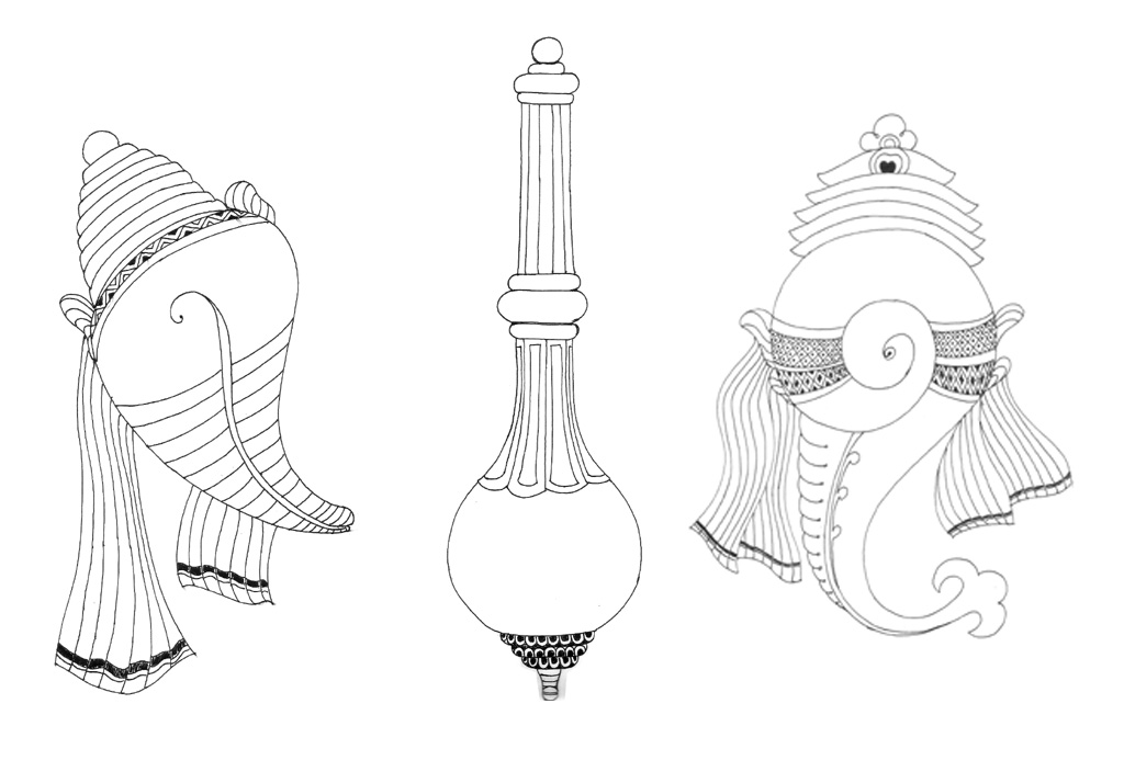 color pencil: sankh & Ghadha