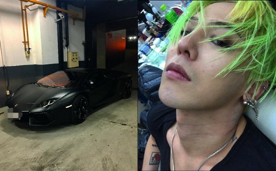 G-Dragon says follow me if you can while showing off luxury car