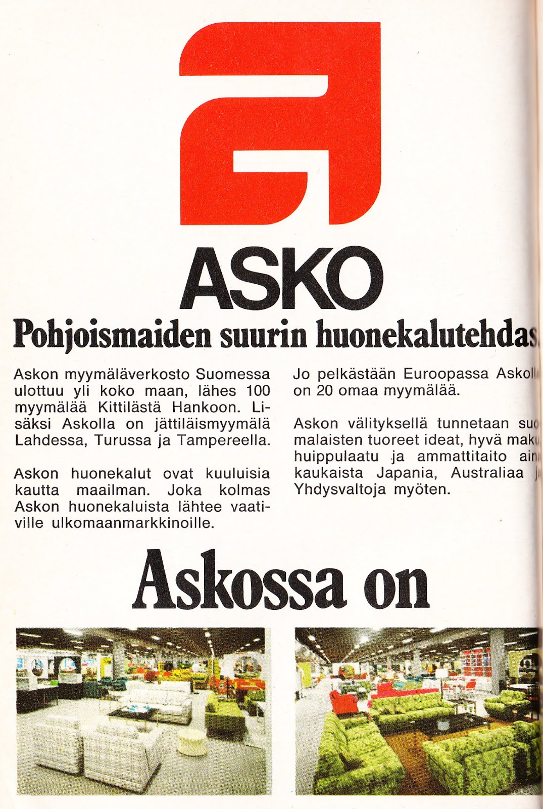 Vanhoja mainoksia: Asko 100 v.
