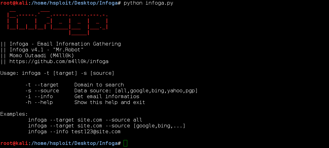Infoga - Email Information Gathering - HSploit Blog