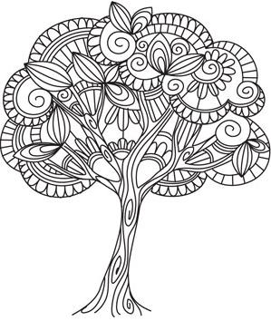 Coloring Page World: Delicate Tree (Portrait)