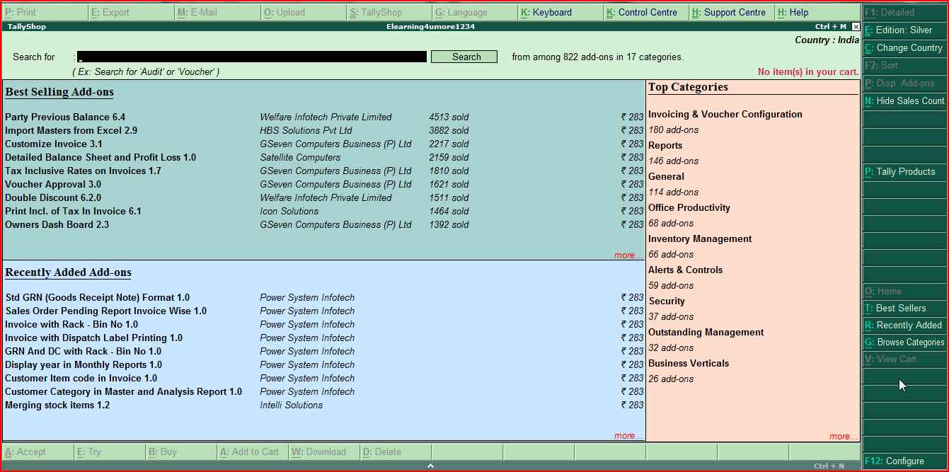 shortcut keys in tally erp 9
