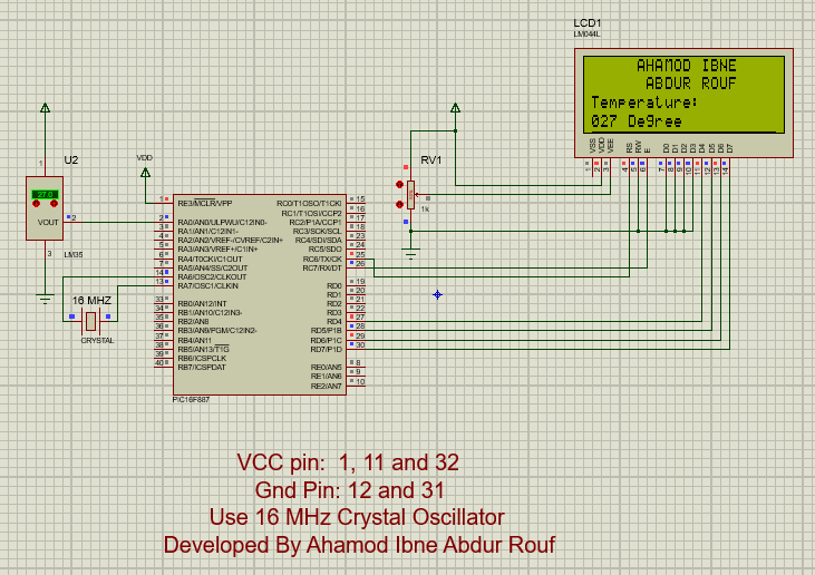 PIC Microcontroller: LM35 Temperature Sensor with PIC16F887