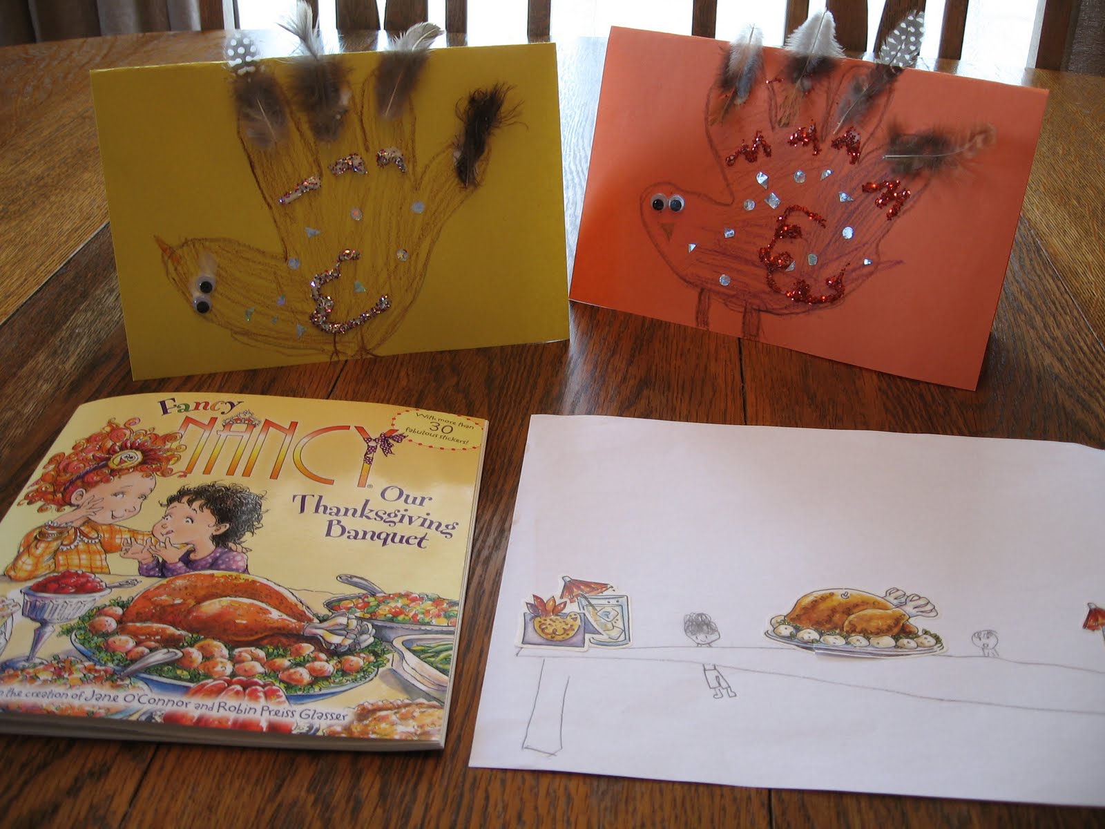 Almost Unschoolers: Fancy Nancy Hanprint Turkeys