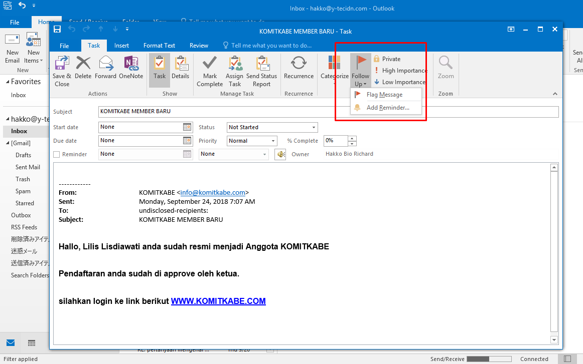 Cara menampilkan Follow Up Flags and Reminders untuk IMAP accounts di ...