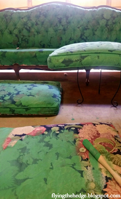 Flying the Hedge: DIY Painted Fabric Couch
