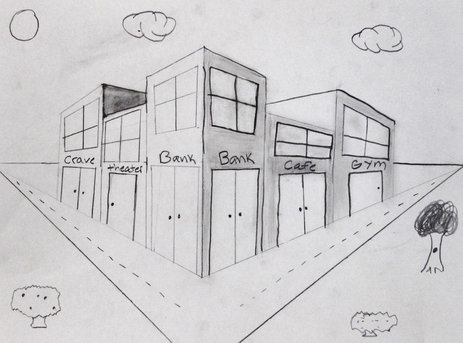 2 Point Perspective Drawing Of A Street