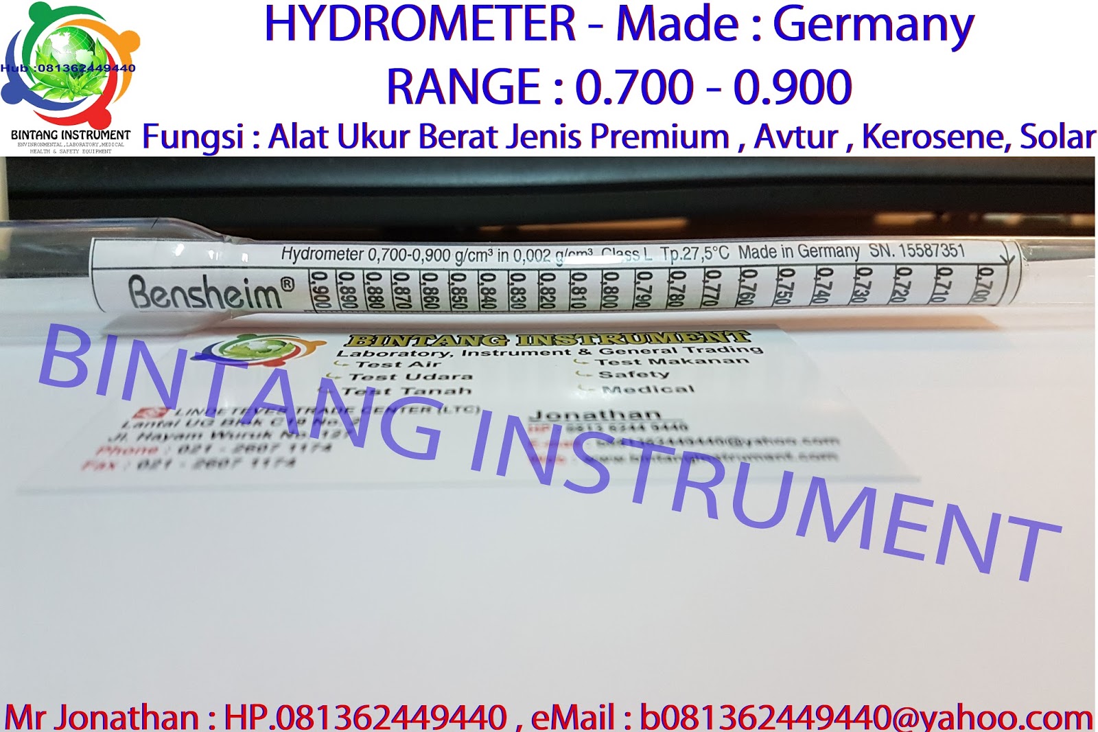 .: 081362449440 Jual ASTM Hydrometer with thermometer Range 0.800 – 0. ...