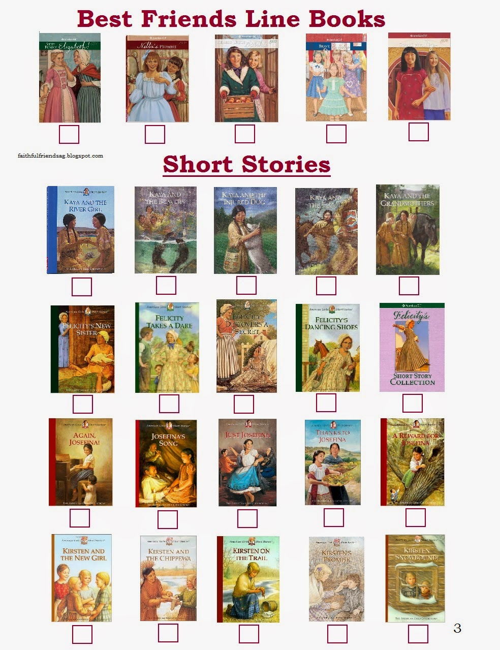 Faithful Friends, Forever Be: American Girl Reading List