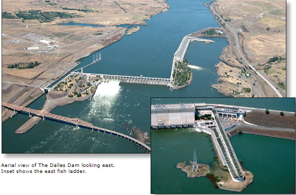 Industrial History: Dalles Dam on Columbia River near The Dalles, OR