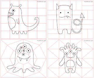 Four grid: Free printable Alien grid line drawing worksheet/activity ...