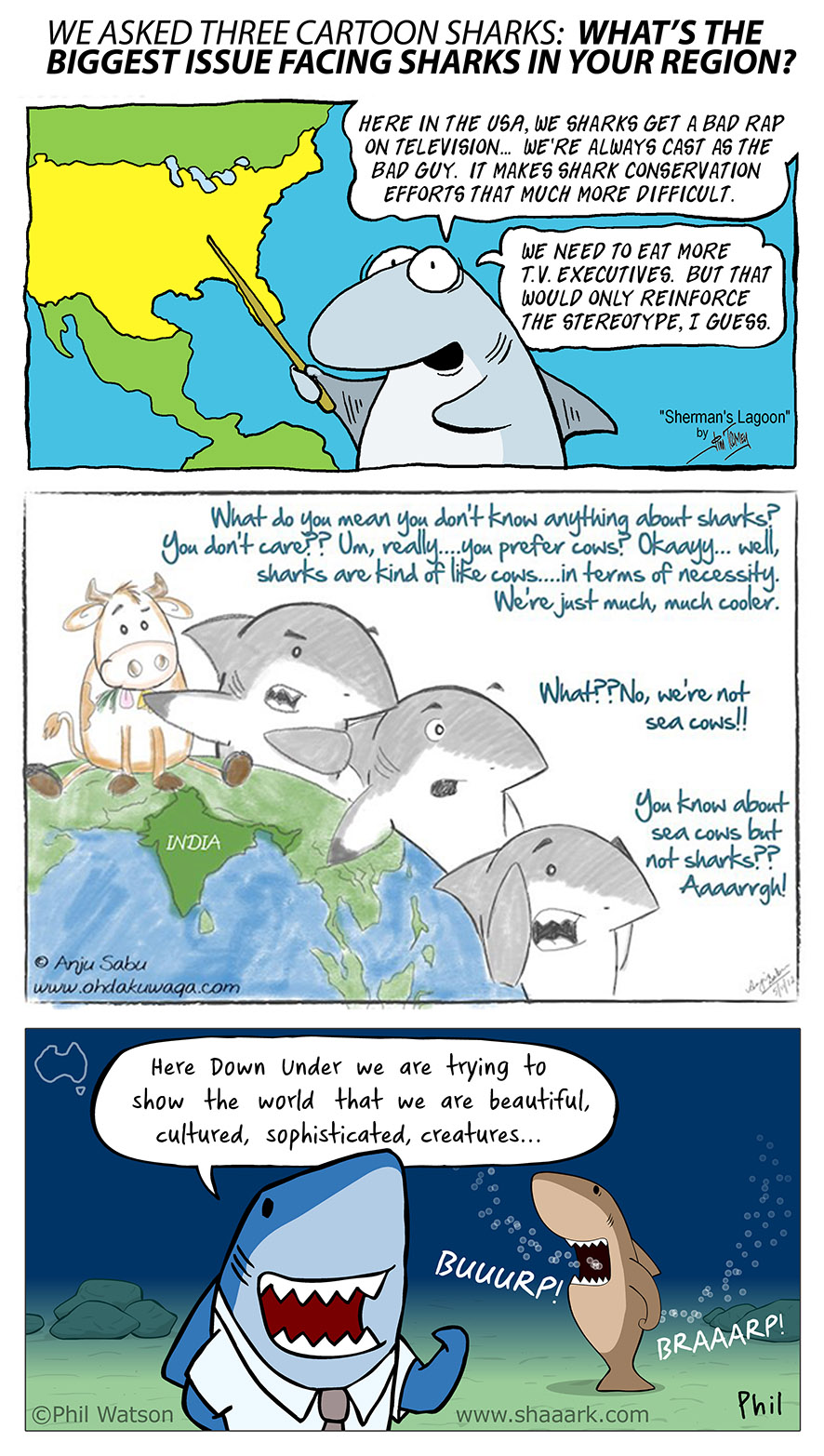 "Oh, Dakuwaqa!" - The Shark comics and cartoons: The Three Sharks