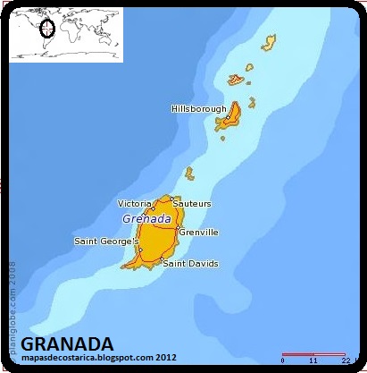 MAPAS DE: GRANADA, Isla del caribe, America
