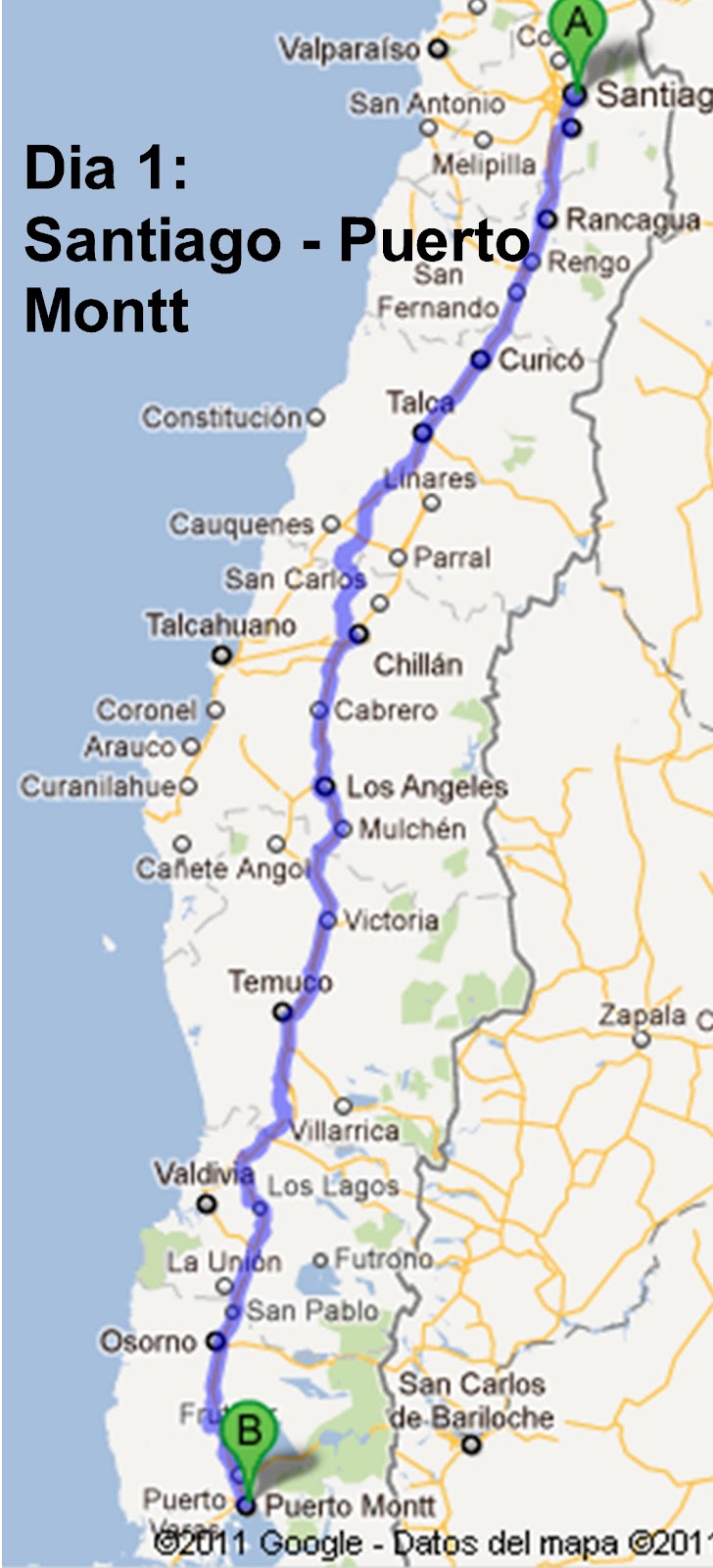 RUTA SIETE: Dia 1 : Santiago - Puerto Montt