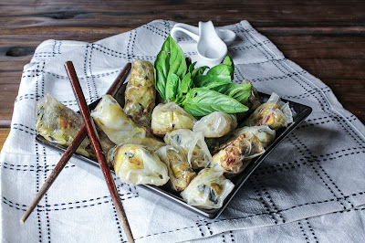 the wren and rabbit: baked rice paper rolls
