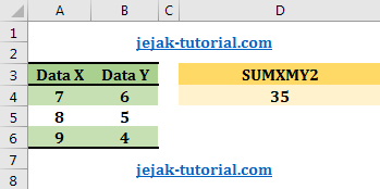 Belajar Excel : Belajar Fungsi SUMXMY2 - Jejak Tutorial