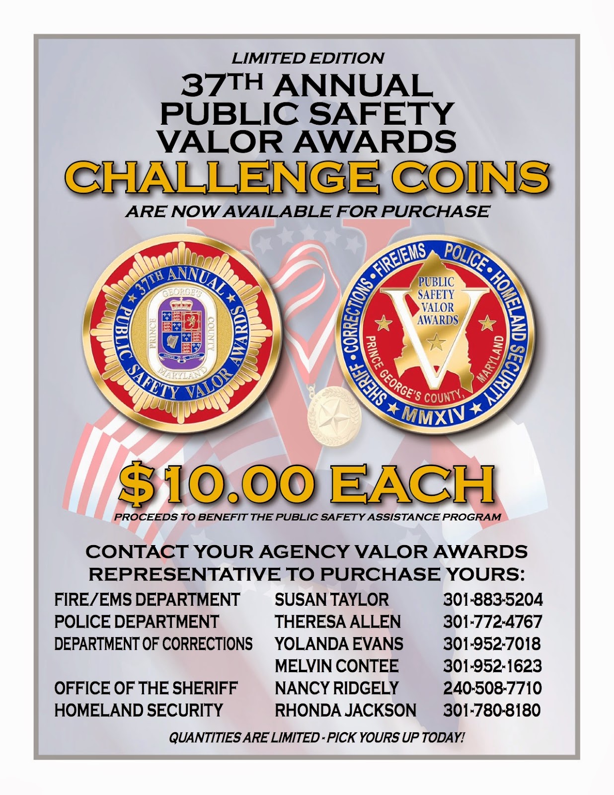 Limited Edition Public Safety Valor Awards Challenge Coins!!!