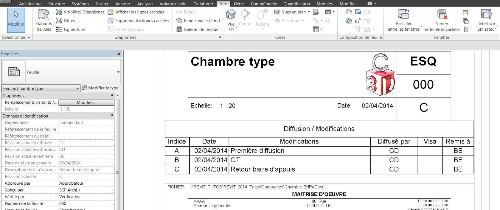 Revit-Mémo: Revit 2014_Cartouche avec révisions