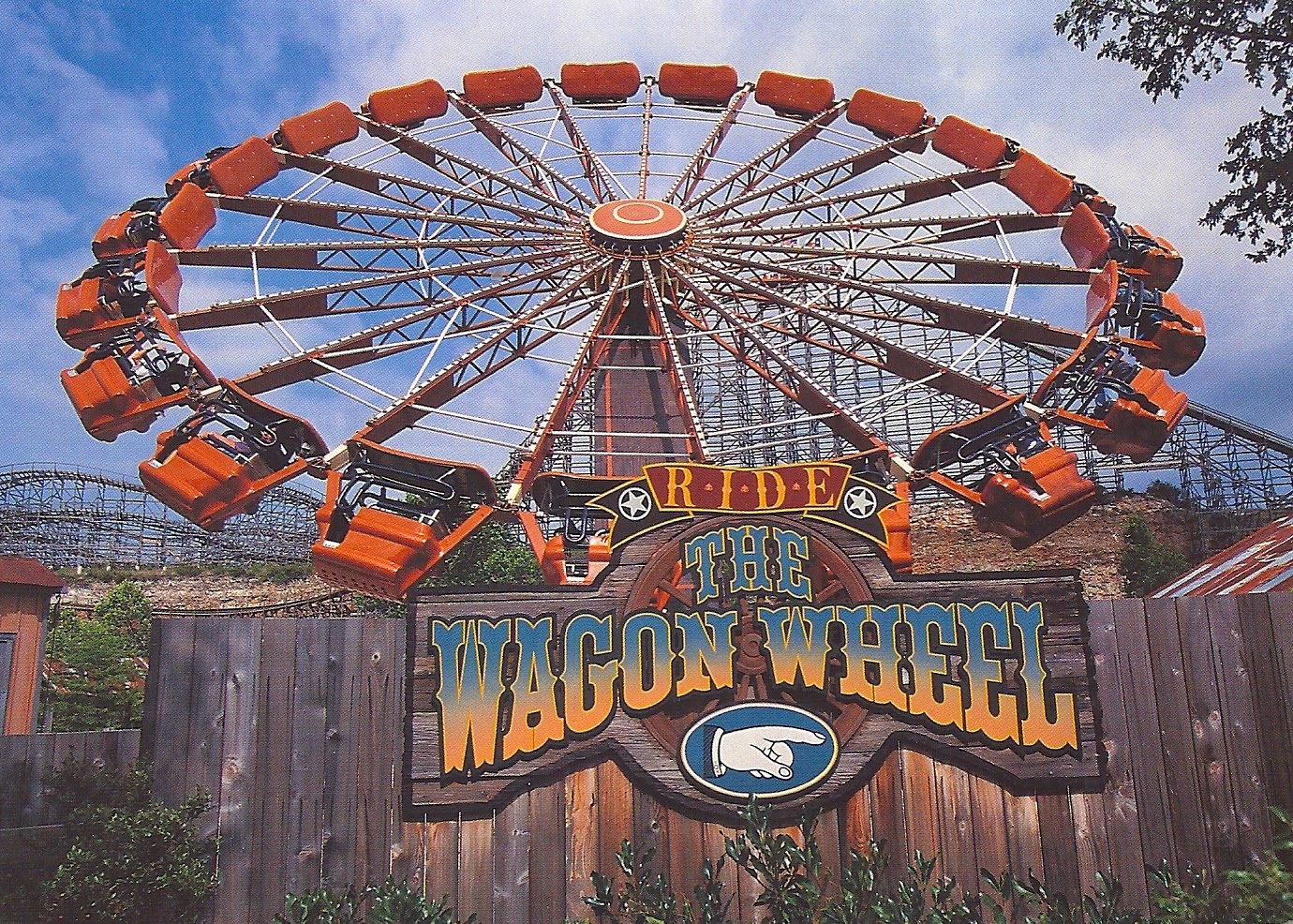 My Favorite Postcards: Wagon Wheel Ride at Six Flags, Fiesta Texas