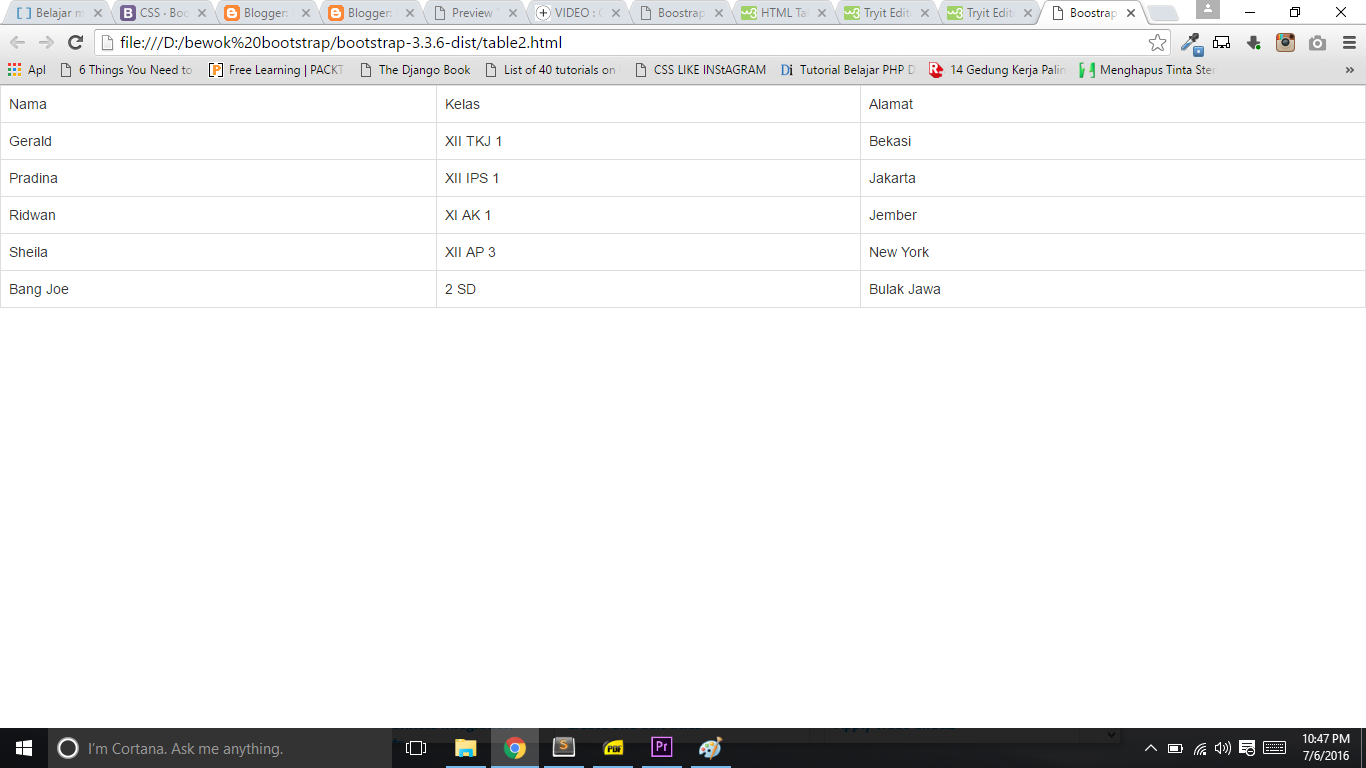 Belajar Bootstrap Part 5 Membuat Table Menggunakan Bootstrap - Tutorial ...