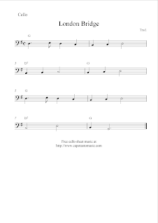 London Bridge, free cello sheet music notes