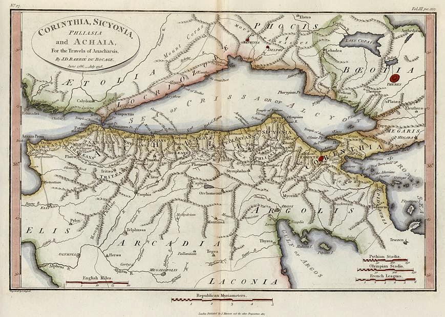 Ancient Greek Theatre: Map of Corinthia, Sicyonia and Achaia