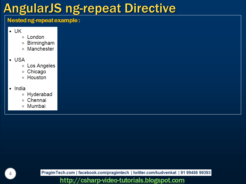 Sql Server Net And C Video Tutorial Angularjs Ng Repeat Directive
