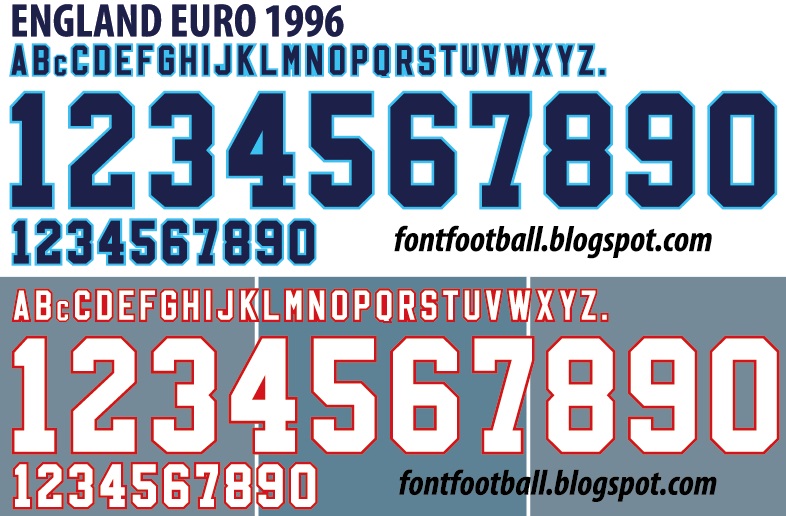 FONT FOOTBALL: Font Vector England Euro 1996 kit