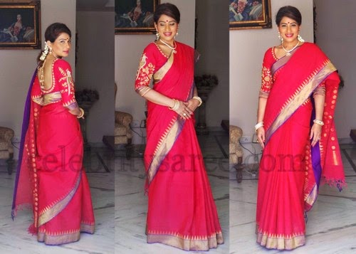Shreedevi Pink Khadi Saree - Saree Blouse Patterns