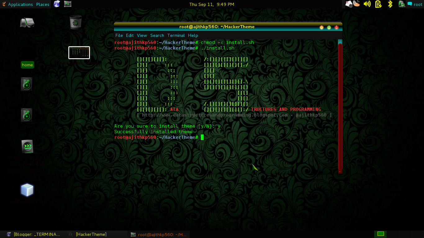 Beautiful Black Green Theme For Hackers [gnome Gtk Kali Linux]