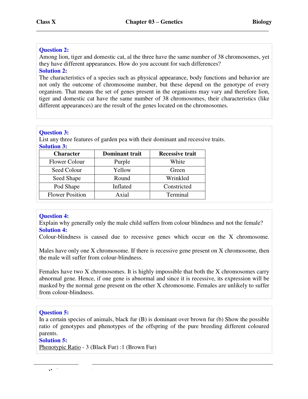 Concise Biology class 10 Chapter 3 Genetics - ICSE HUB