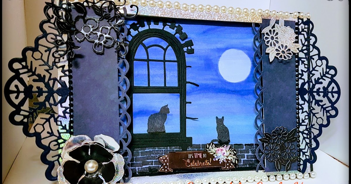 CraftyHugs: Recessed window card with handmade background