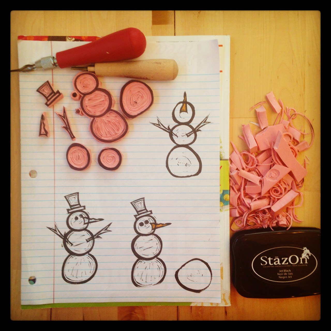 Made by Nicole: Hand Carved Snowman Stamp
