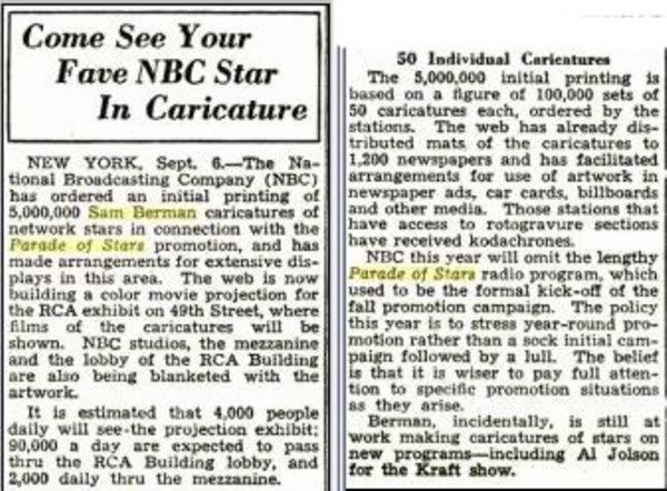 D R E W • F R I E D M A N: Sam Berman & the "1947 NBC PARADE OF STARS"